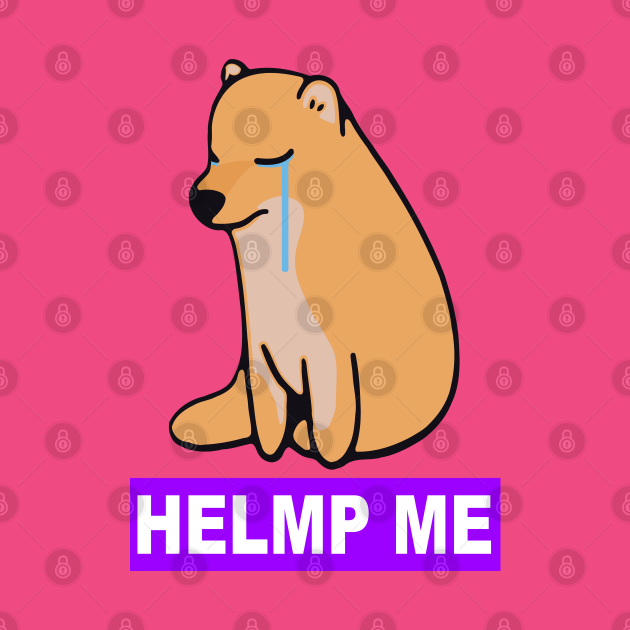 CHEEMS KAWAII CRY'N HELMP ME - Cheems Kawaii Meme - Tapestry | TeePublic