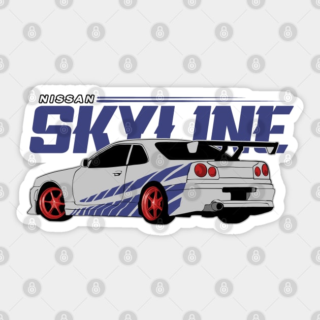 Nissan Skyline GTR R34 - Skyline - Sticker | TeePublic