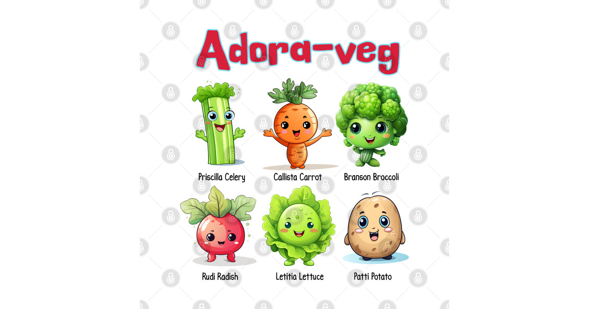 Adora-Veg Cute Veggies with Names - Cute Veggies - T-Shirt | TeePublic