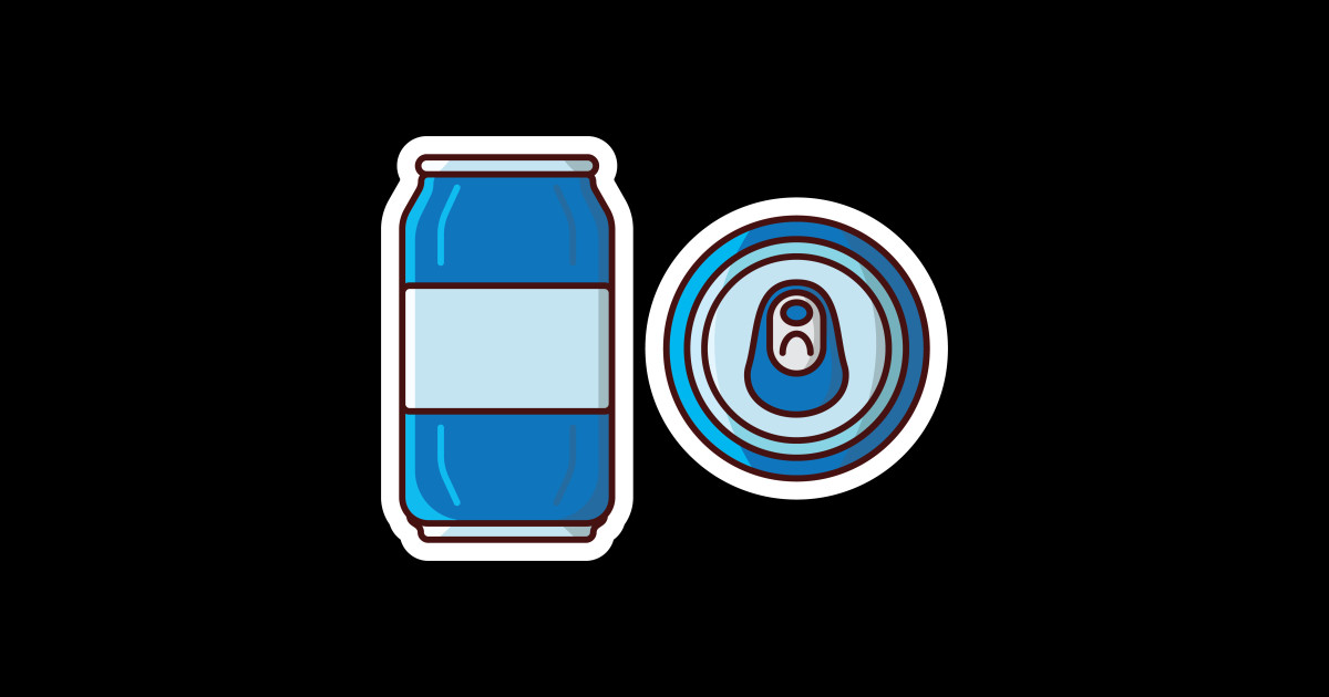 Soda in Red Aluminum Cans Sticker vector illustration. Food and drink ...