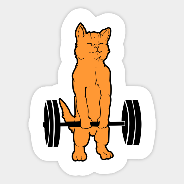 'Cat Deadlift Powerlifting' Awesome Cats Gym Gift - Cat - Sticker ...