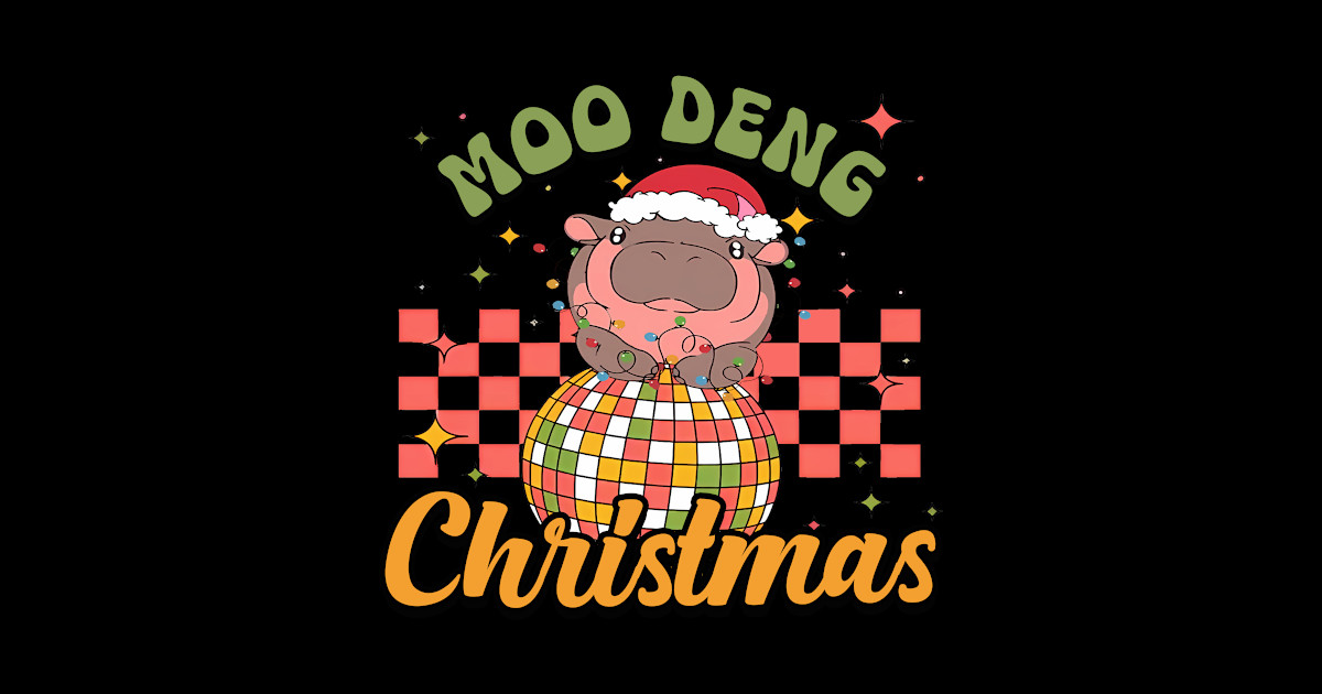 Funny Moo-Deng Christmas Baby Pygmy Hippo Cute For Family- Merry Moo ...