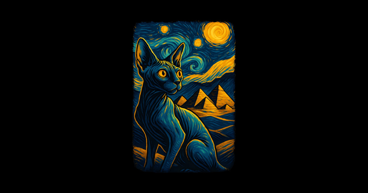 Vintage Egyptian Pyramid Sphinx Cat - Sphynx Cat - Sticker | TeePublic