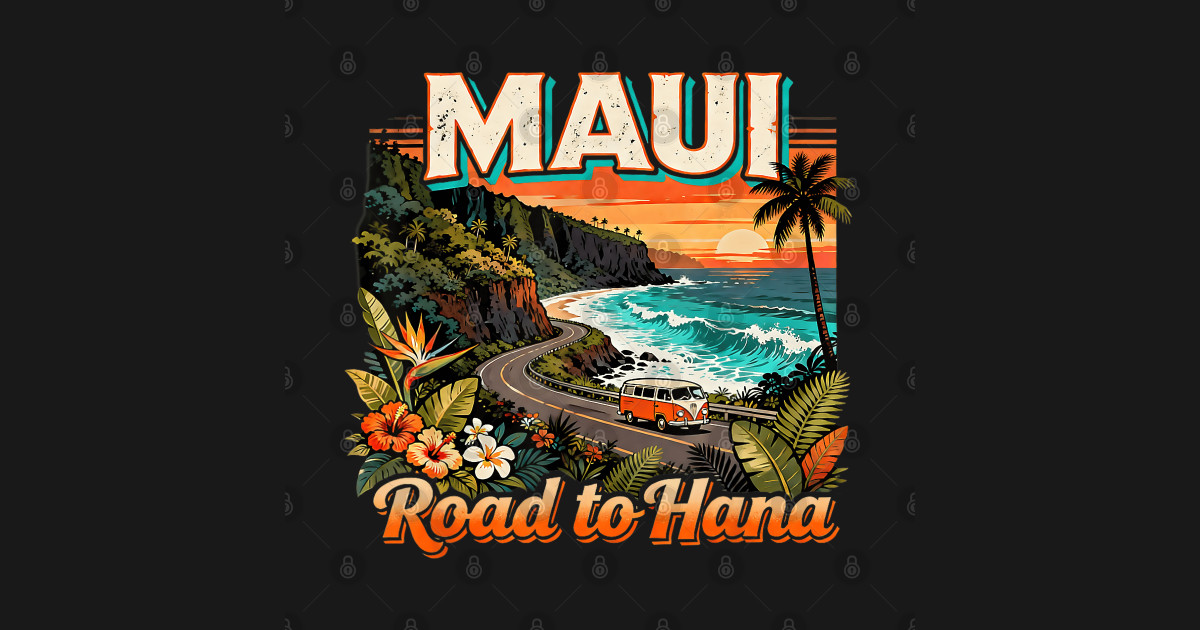 Maui Road To Hana Scenic Hawaii Travel Adventure Illustration Design ...
