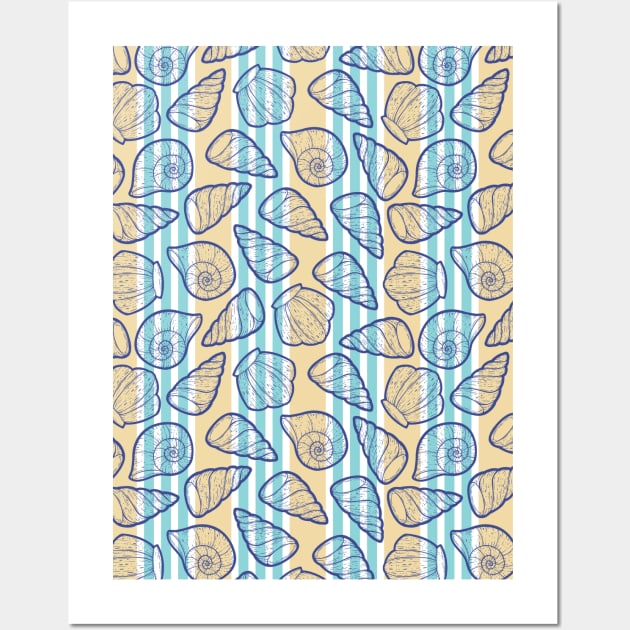 Beautiful Line Art Seashells Seamless Surface Pattern Design - Shells ...