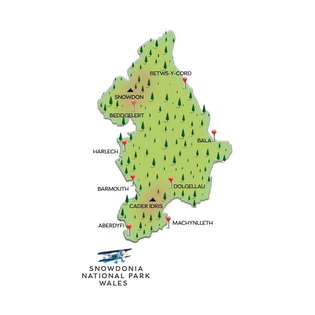Snowdonia national park map - Snowdonia National Park - T-Shirt | TeePublic