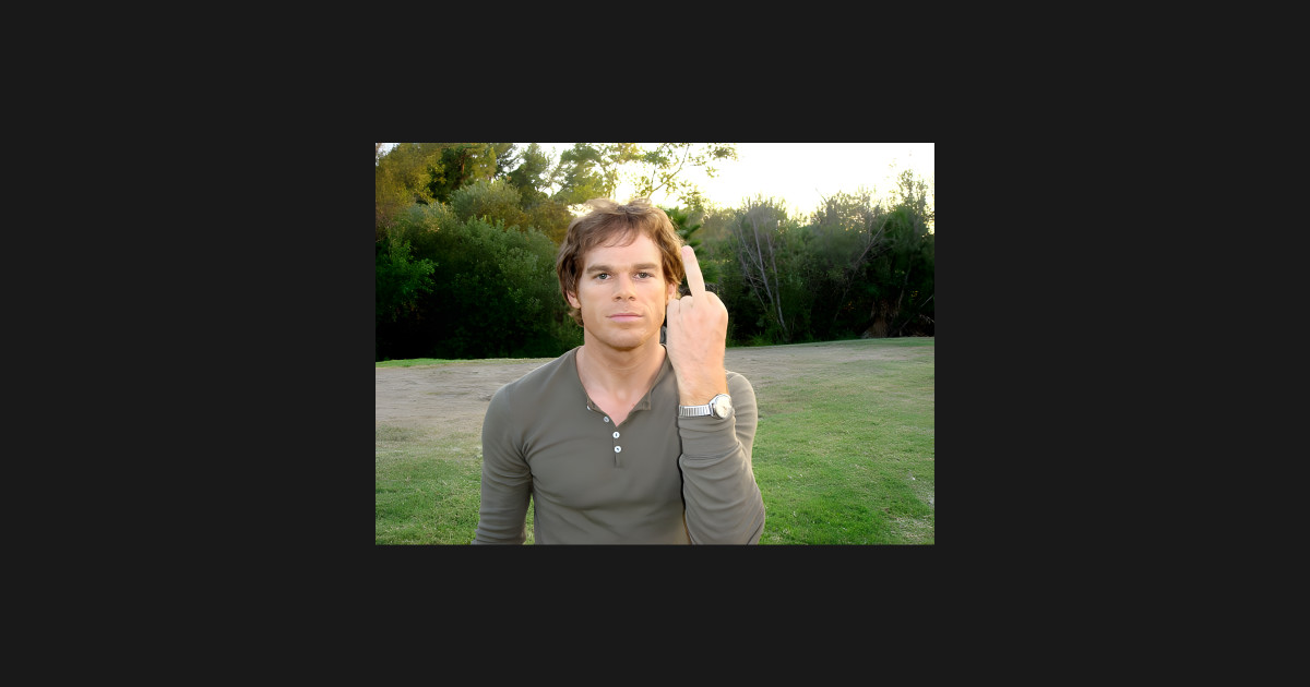 Pink Dexter Middle Finger, Funny Dexter meme, Dexter Morgan - Dexter - T-Shirt | TeePublic