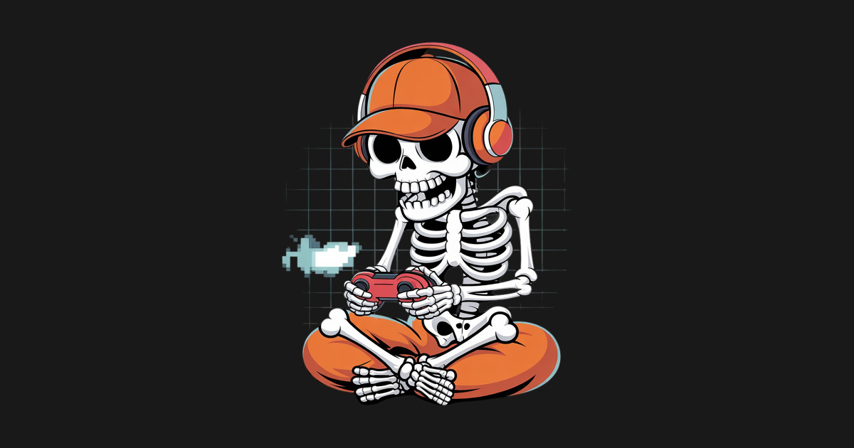 Skeleton Video Game Halloween Gaming Gamer Boys Men - Skeleton Video ...