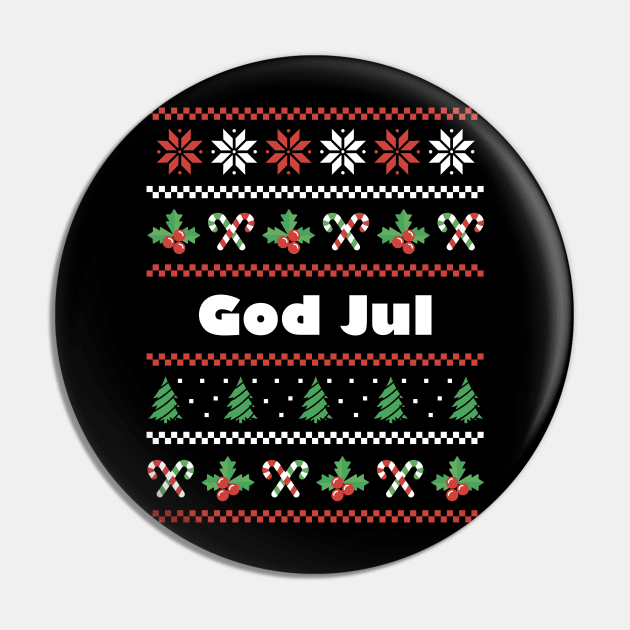 Norwegian Christmas God Jul - God Jul - Pin | TeePublic
