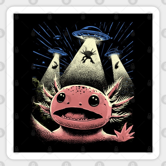 Axolotl and Aliens: Extraterrestrial Encounter - Axolotl - Sticker ...