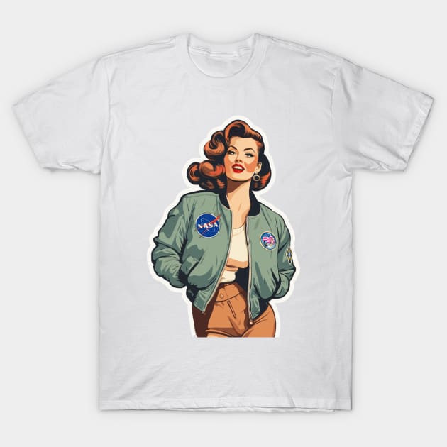 NASA Bombshell Patch Bomber Pin Up Girl - Pin Up Girl - T-Shirt | TeePublic