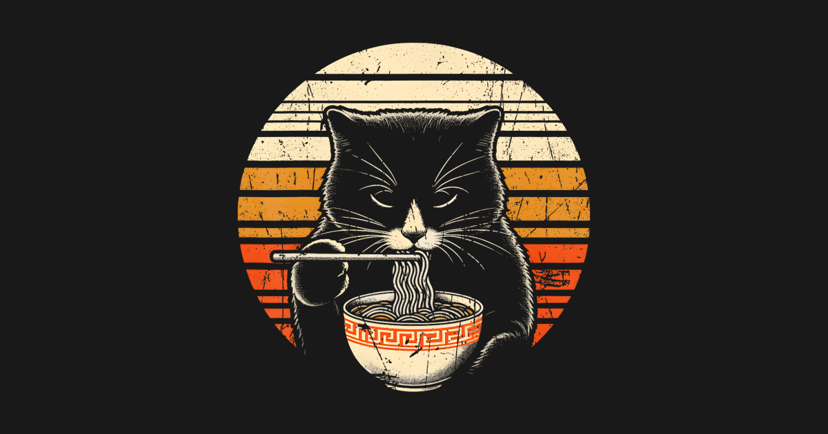 Anime Cat Japanese Noodles Kawaii Cats - Anime Ramen Cat - T-Shirt ...