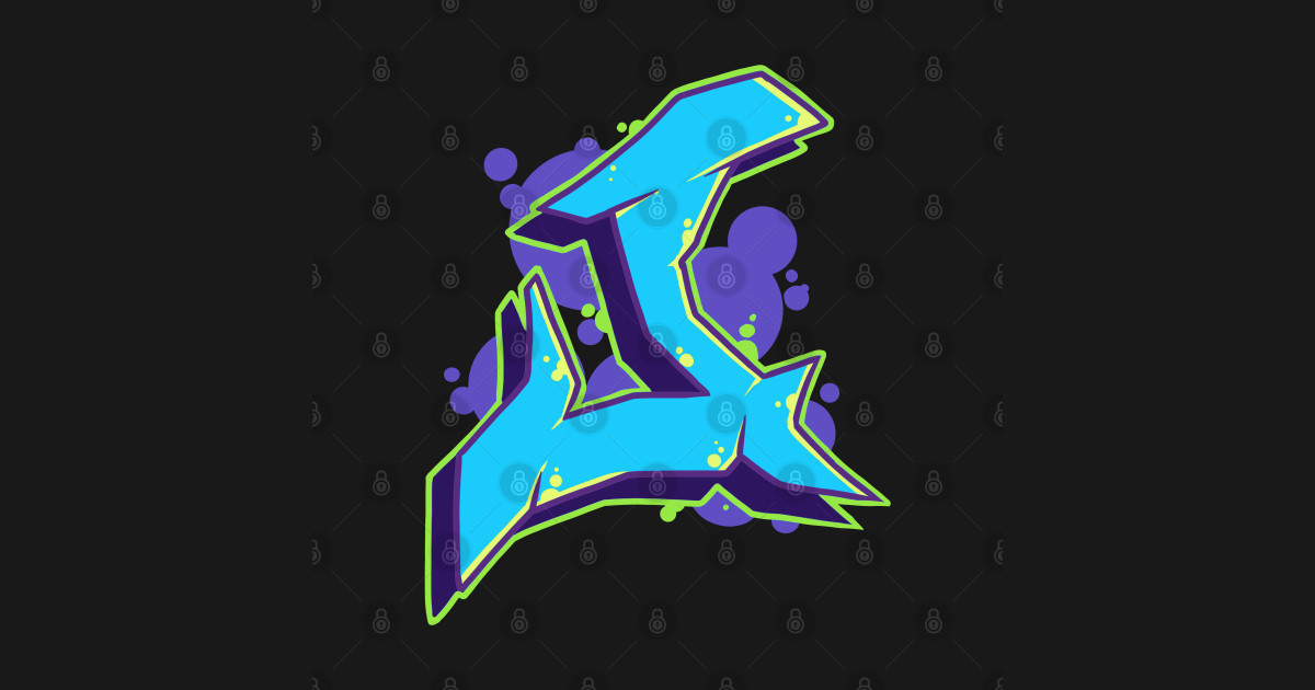 Letter J - Graffiti Street Art Style Blue - Graffiti Letter - T-Shirt ...