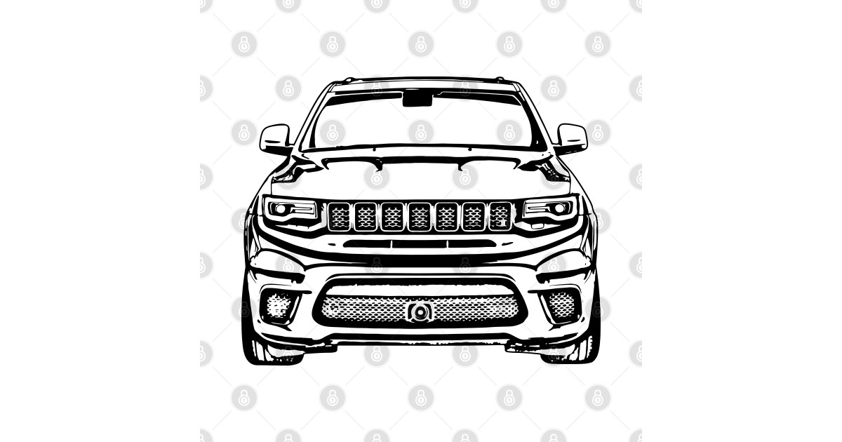 Cherokee Trackhawk Front View Sketch Art - Jeep - T-Shirt | TeePublic