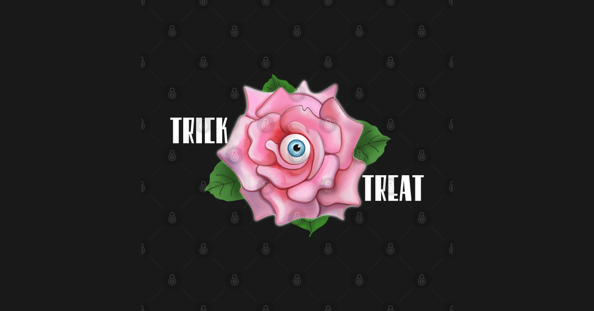 Pink spooky rose trick or treat (black background) - Halloween - T ...