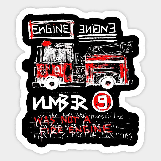 Number 9 Doodle White - Engine Engine Number Nine - Sticker | TeePublic