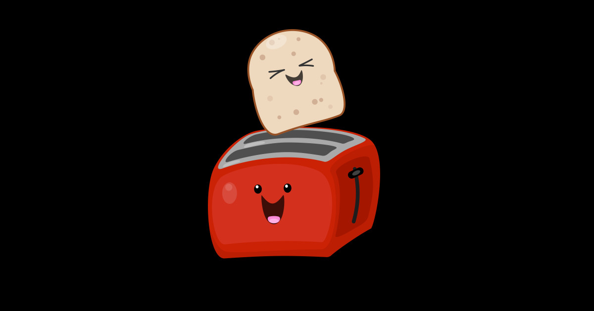 Cute kawaii toast and red toaster cartoon - Toast - Sticker | TeePublic