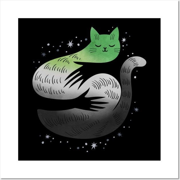 Aromantic Cat Hug LGBT Pride Flag - Aromantic - Posters and Art Prints ...