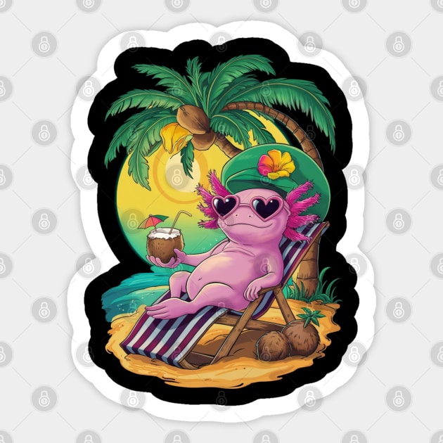 axolotl beach summer - Axolotl Beach Summer - Sticker | TeePublic