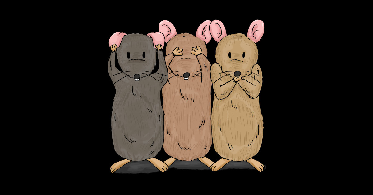 Three Wise Mice - See No Evil - Hear No Evil - Speak No Evil - Cute ...