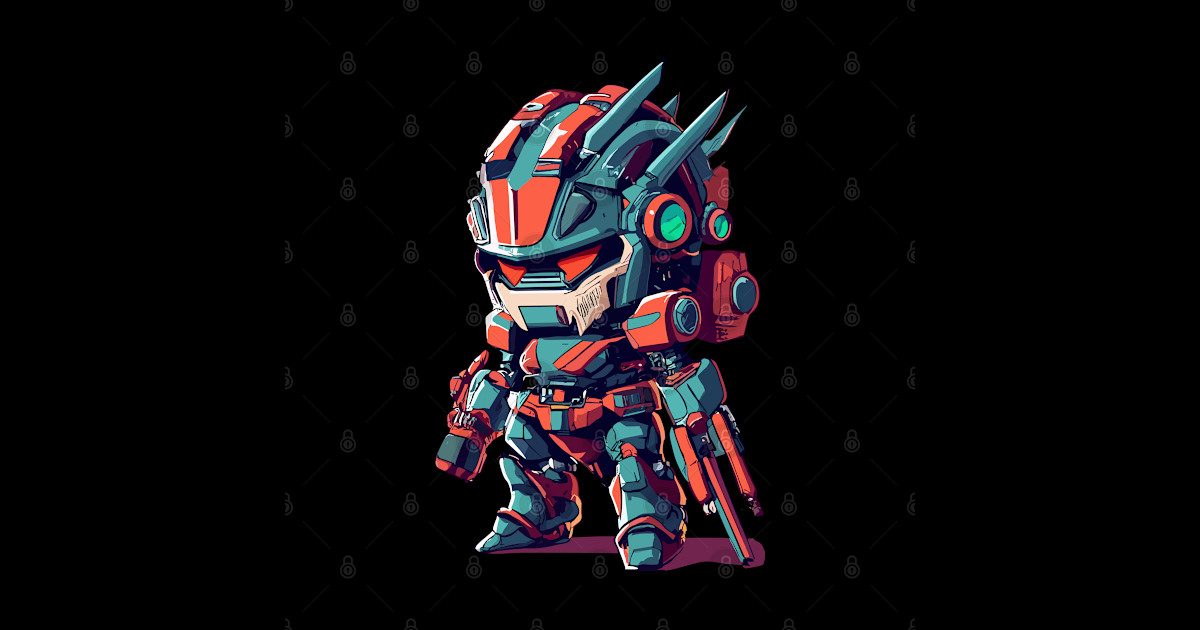 Tiny Mech Warrrior - Mecha - Sticker | TeePublic