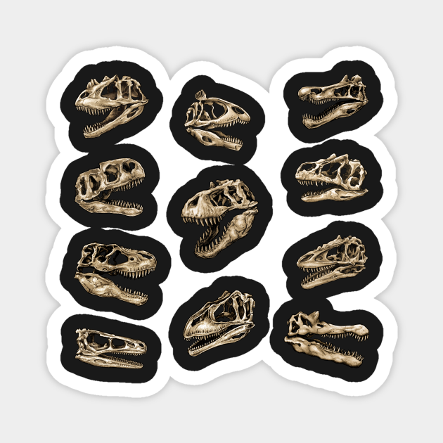 Dinosaur Skull Sticker Set Theropods - Ceratosaurus - Magnet | TeePublic