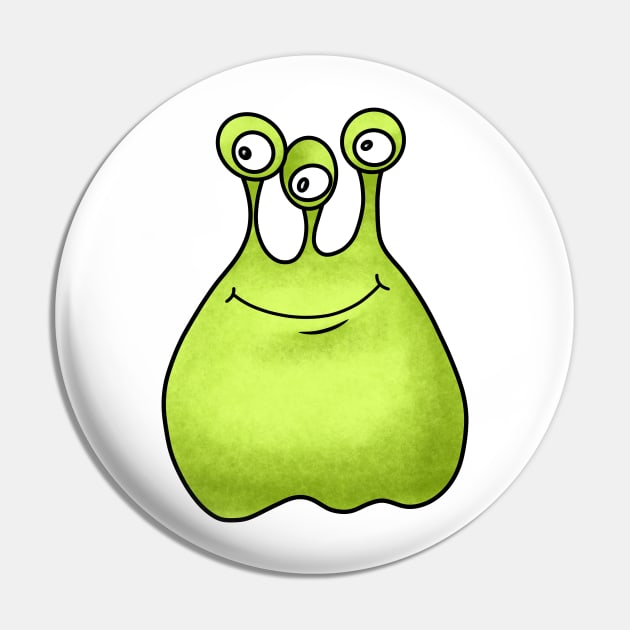 Cute cartoon green alien with three eyes - Cute Alien Monster - Pin ...