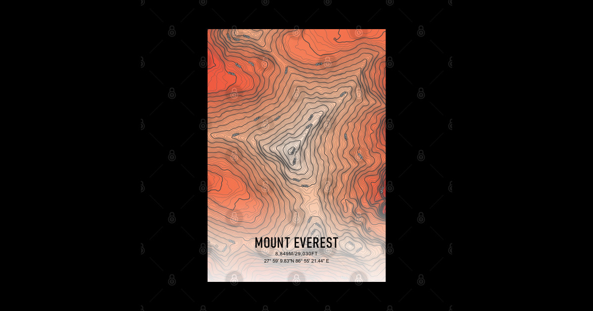 Mount Everest Topographic Map Elevation color - Mountain - Sticker ...