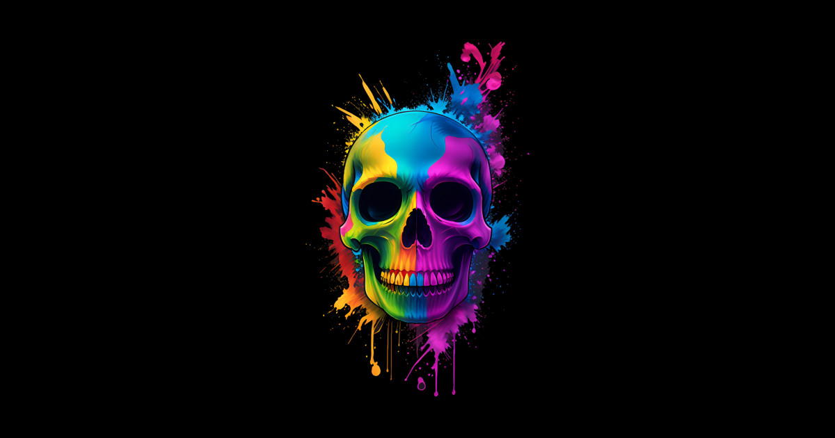 Color splashed decorated human skull with lots of cute colors - Skull ...