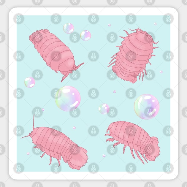 Pink Isopods and Bubbles - Isopods - Sticker | TeePublic
