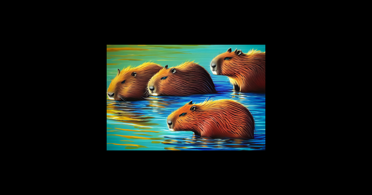 capybara swim - Capybara - Sticker | TeePublic