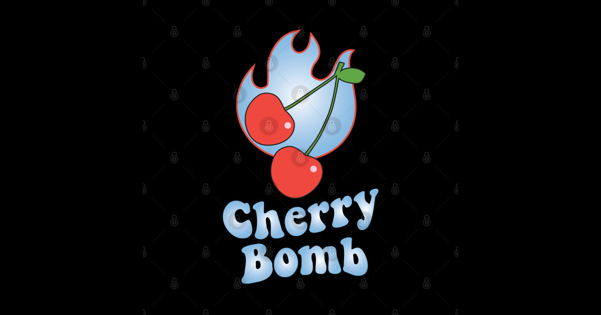 Cherry Bomb and Light Blue Flaming Design - Cherry Bomb - Sticker ...