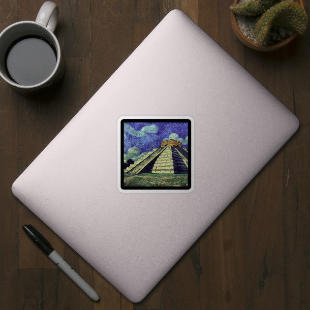 Chichen Itza painting, Vincent van Gogh style - Kukulkan - Sticker ...