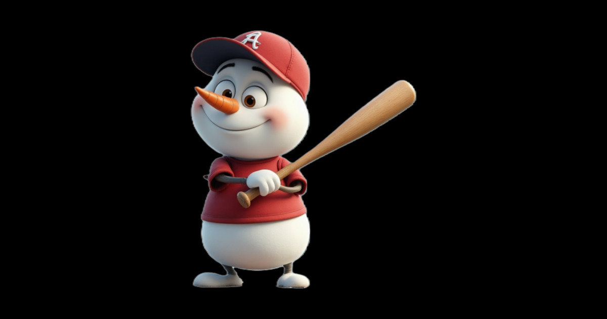 snowman at bat - Baseball Snowman - Sticker | TeePublic