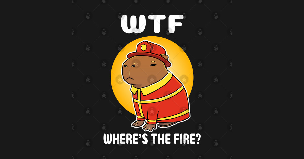 WTF where's the fire Capybara Firefighter Costume - Funny Firefighter ...