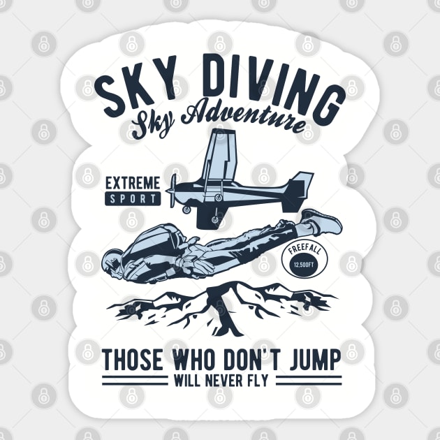 Vector Illustration of Sky Diving. - Sky Diving - Sticker | TeePublic