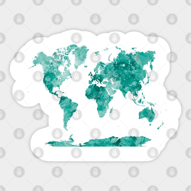 World map in watercolor - World Map - Sticker | TeePublic
