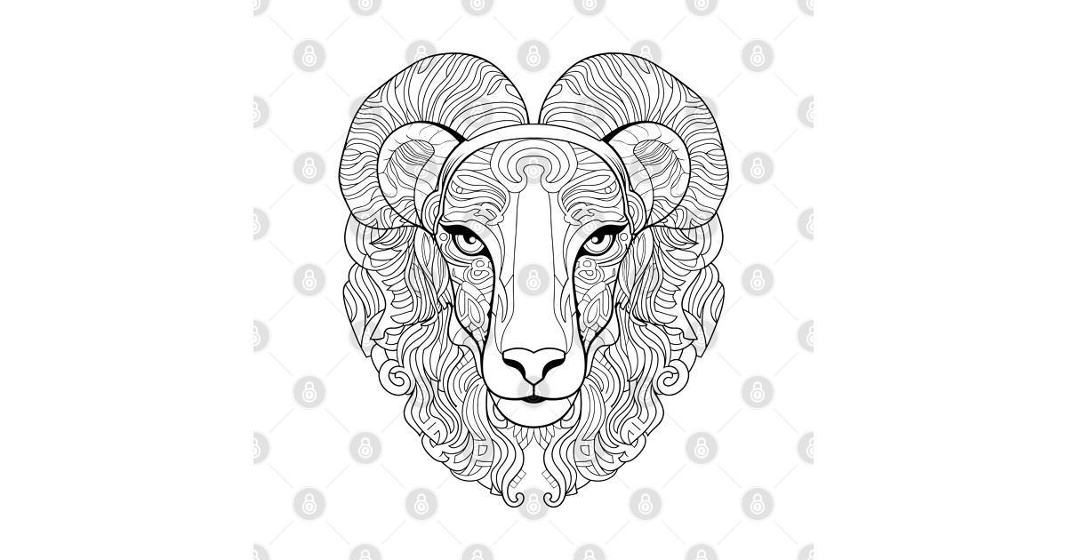 Majestic Ram Line Art: Swirling Horns Design - Ram - T-Shirt | TeePublic