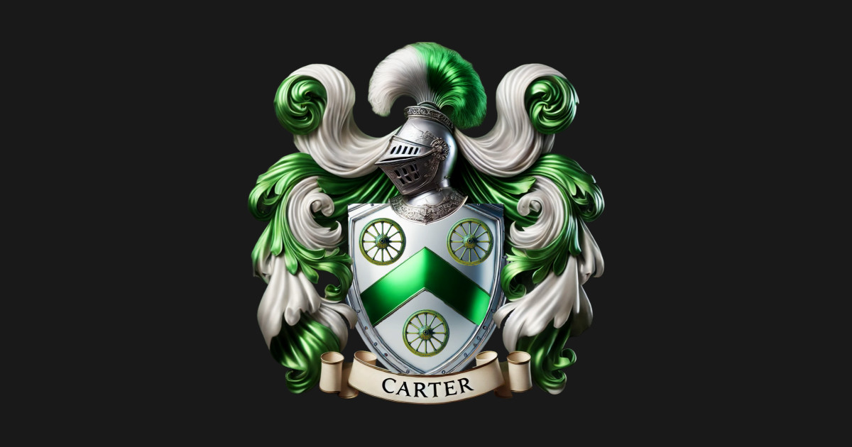 Carter Family Crest – Proud Ancestral Coat of Arms with Emerald Green ...