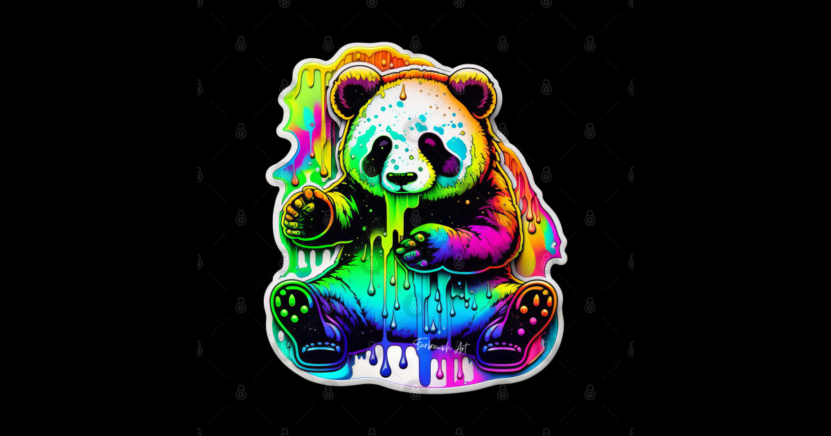 Colorful melting panda bear design #1 - Panda Bear - Magnet | TeePublic