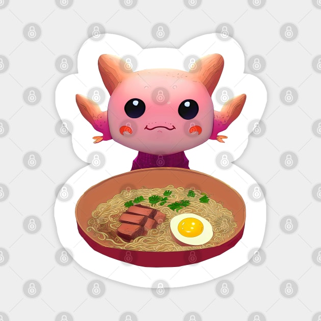 Kawaii cute axolotl eats ramen noodles Japan - Axolotl Ramen Noodles ...