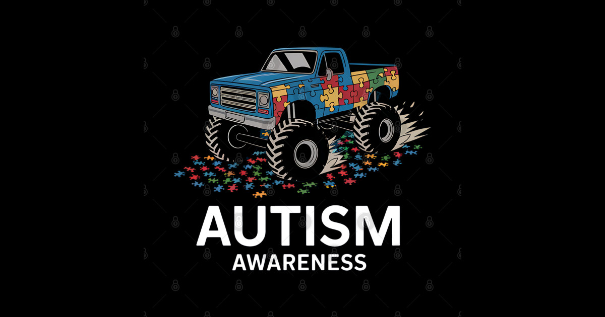 Kids Monster Truck Drives Over Puzzles Autism Awareness - Monster Truck ...