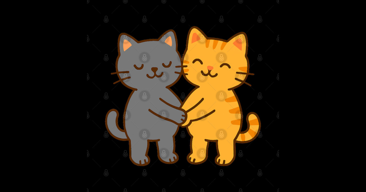 Cute Cat Couple - Cat - Sticker | TeePublic