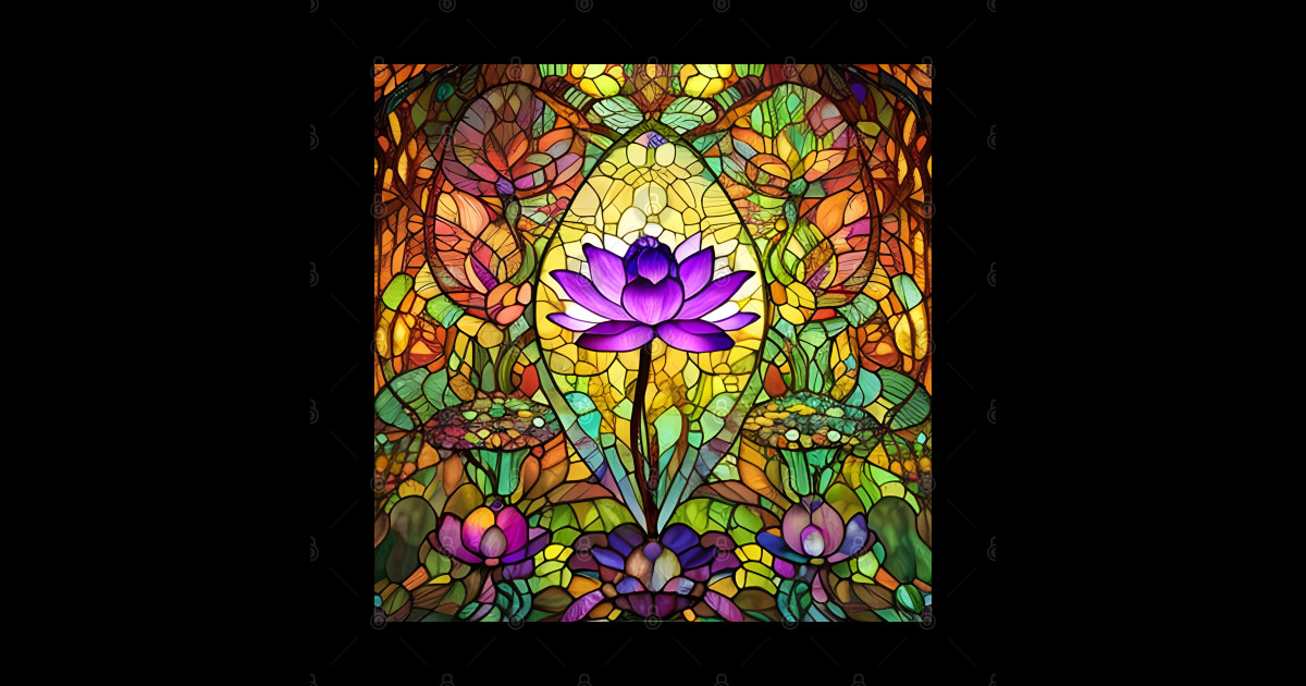 Stained Glass Lotus Flower - Lotus Flower - Posters and Art Prints ...