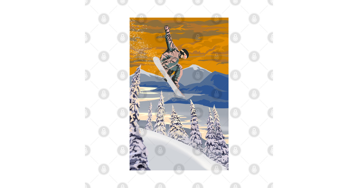 Retro style Snowboard poster art - Snowboard - T-Shirt | TeePublic