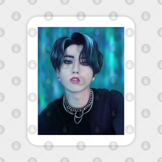 Han Jisung with blue hair, stray kids - Han Jisung - Magnet | TeePublic