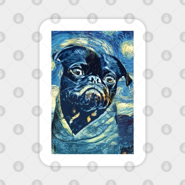 Pugs Van Gogh Starry Night Abstract Painting Art Style for PUG Lovers ...