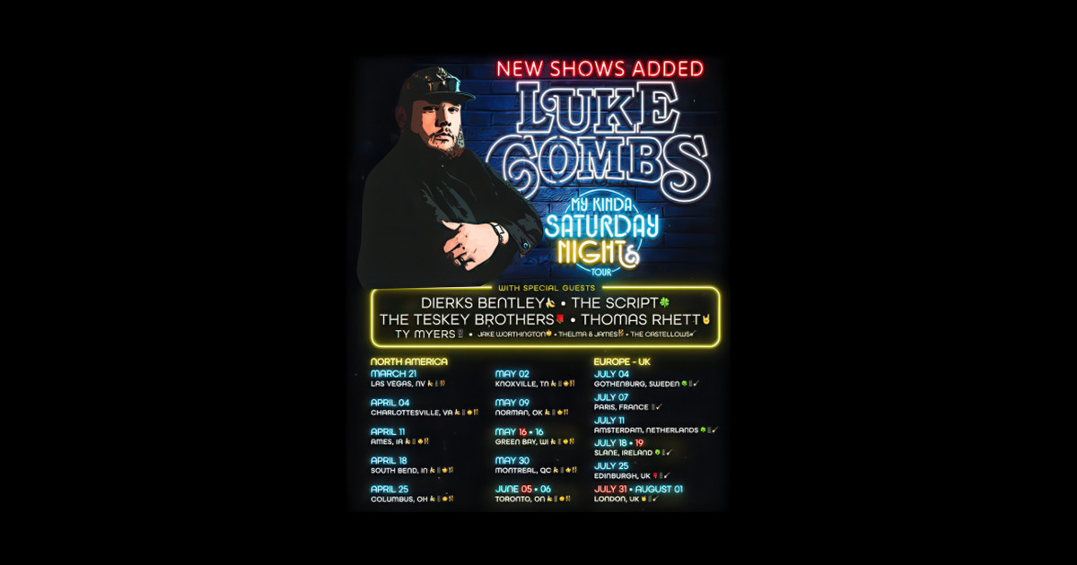 2026 Retro-Luke Combs My Kinda Saturday Night Tour - Luke Combs - Phone ...