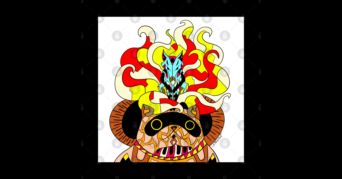 kitsune x tanuki san ecopop yokai cryptid animal arts in mexican ...