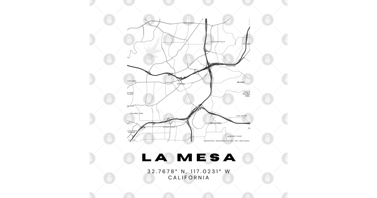 Minimalist La Mesa Map Art - California City Coordinates Design - La ...